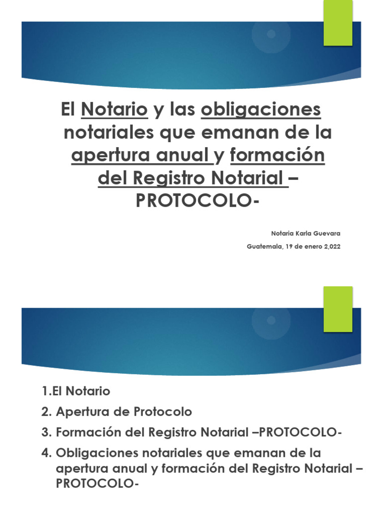 Notaria Karla Guevara 2022 APERTURA, PROTOCOLO Y OBLIGACIONES | PDF | Ley común | Derecho Civil ...