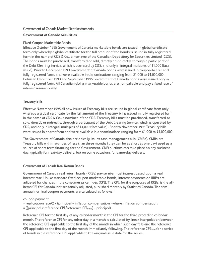 Government of Canada Market Debt Instruments | PDF | Bonds (Finance ...