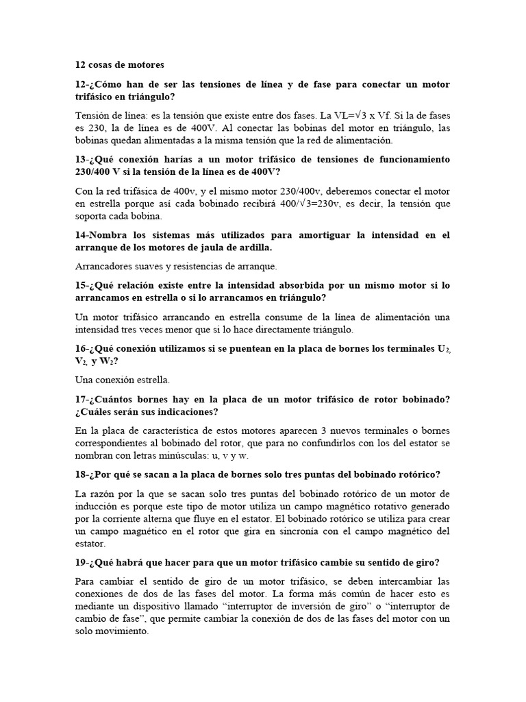 12 Cosas de Motores | PDF | Motor eléctrico | Aislador (Electricidad)