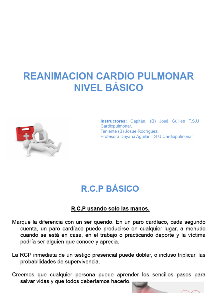 RCP BASICO | PDF | Reanimación cardiopulmonar | Paro cardíaco