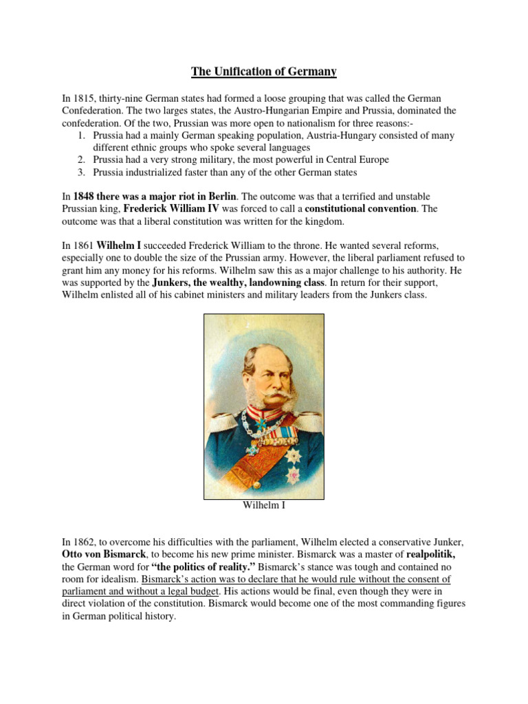 The Unification of Germany | PDF | Kingdom Of Prussia | Otto Von Bismarck