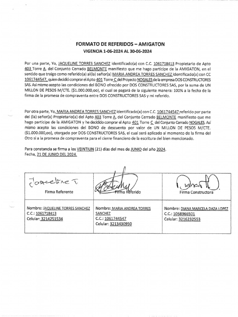 FORMATO DE REFERIDOS-AMIGATON C401 NOGALES | PDF