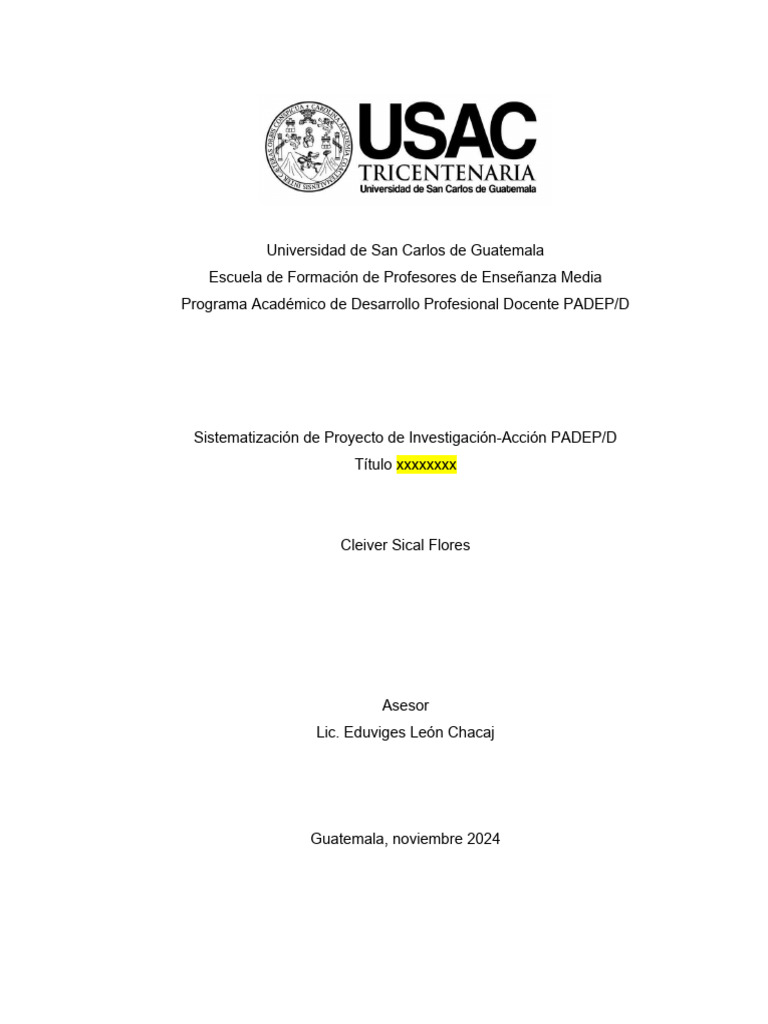 Plantilla Informe de Sistematización de Investigación Acción-2024 Lic. Eduviges León | PDF ...