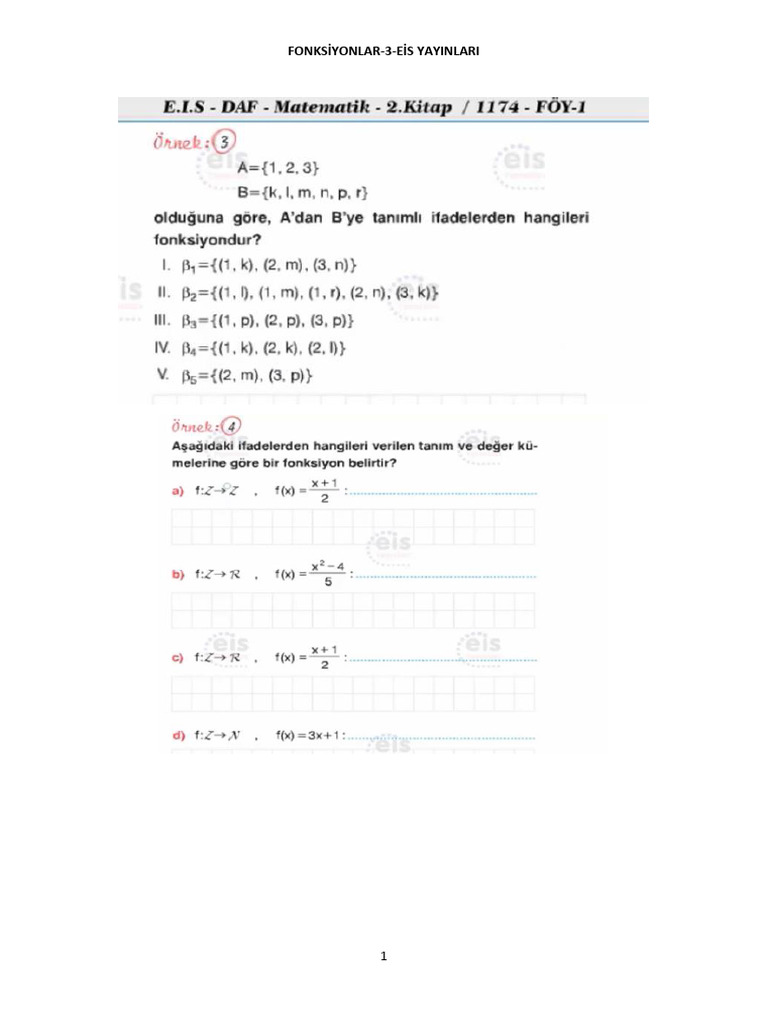 Fonksiyonlar 3 Eis | PDF