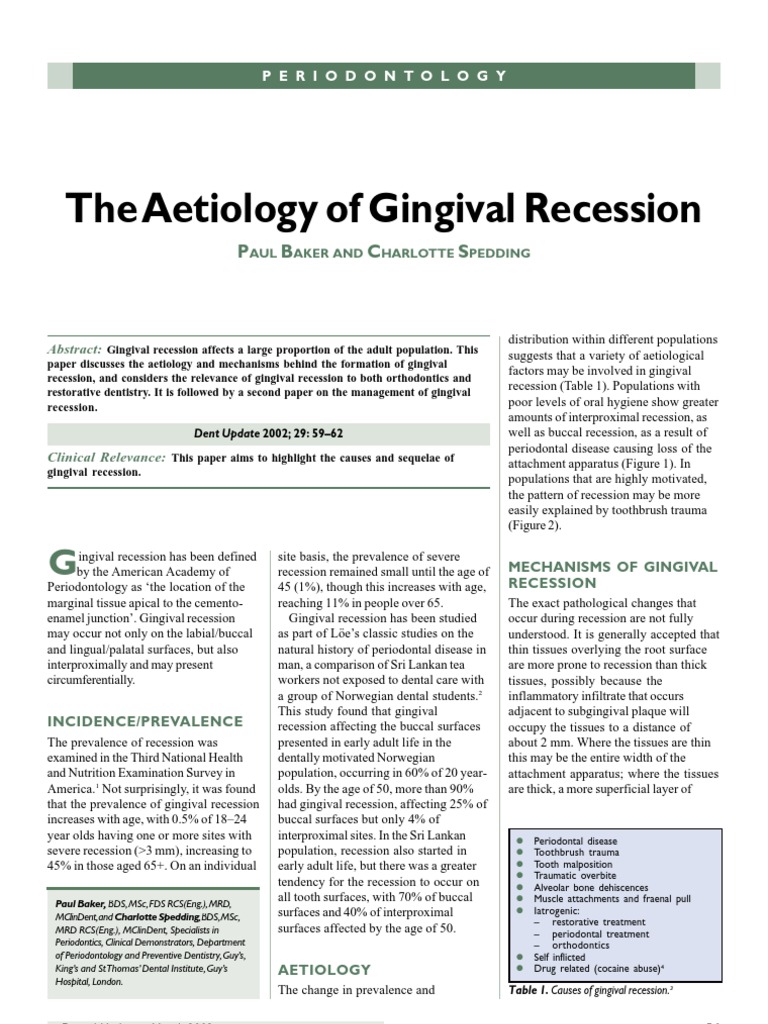 Causes and Impact of Gingival Recession | PDF | Human Tooth | Epithelium