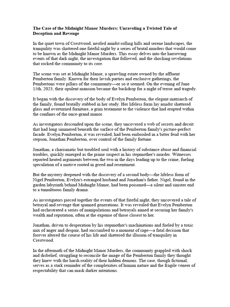 Fake True Crime Case Essay | PDF