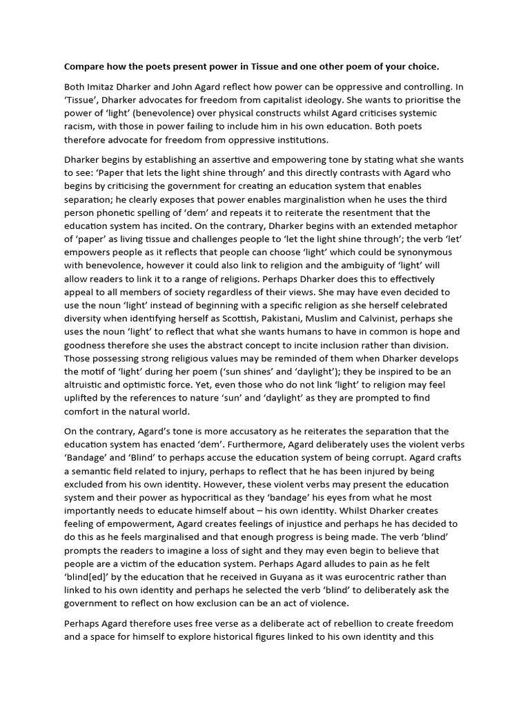 Checking Out Me History and Tissue Comparison | PDF | Poetry