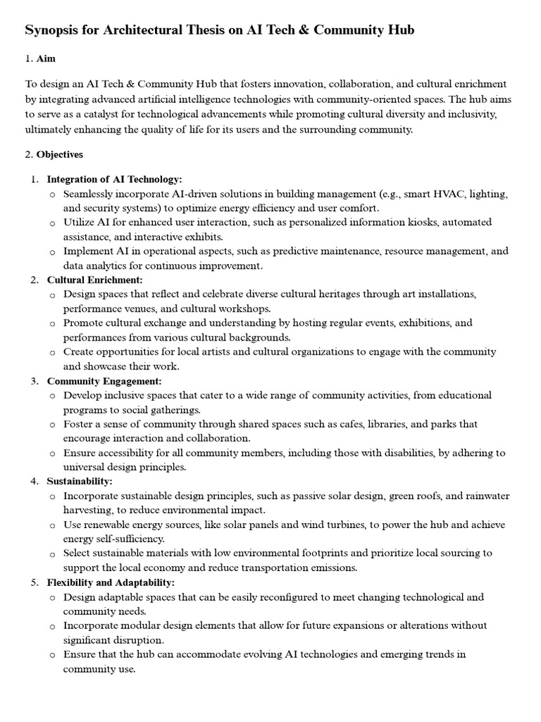 Synopsis for Architectural Thesis on AI Tech & Community Hub | Download Free PDF | Artificial ...