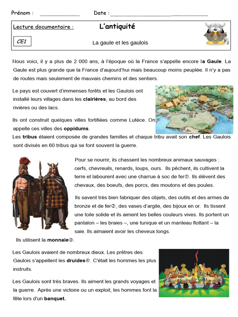 La Gaule et les Gaulois pour CM1 | PDF | Gaule