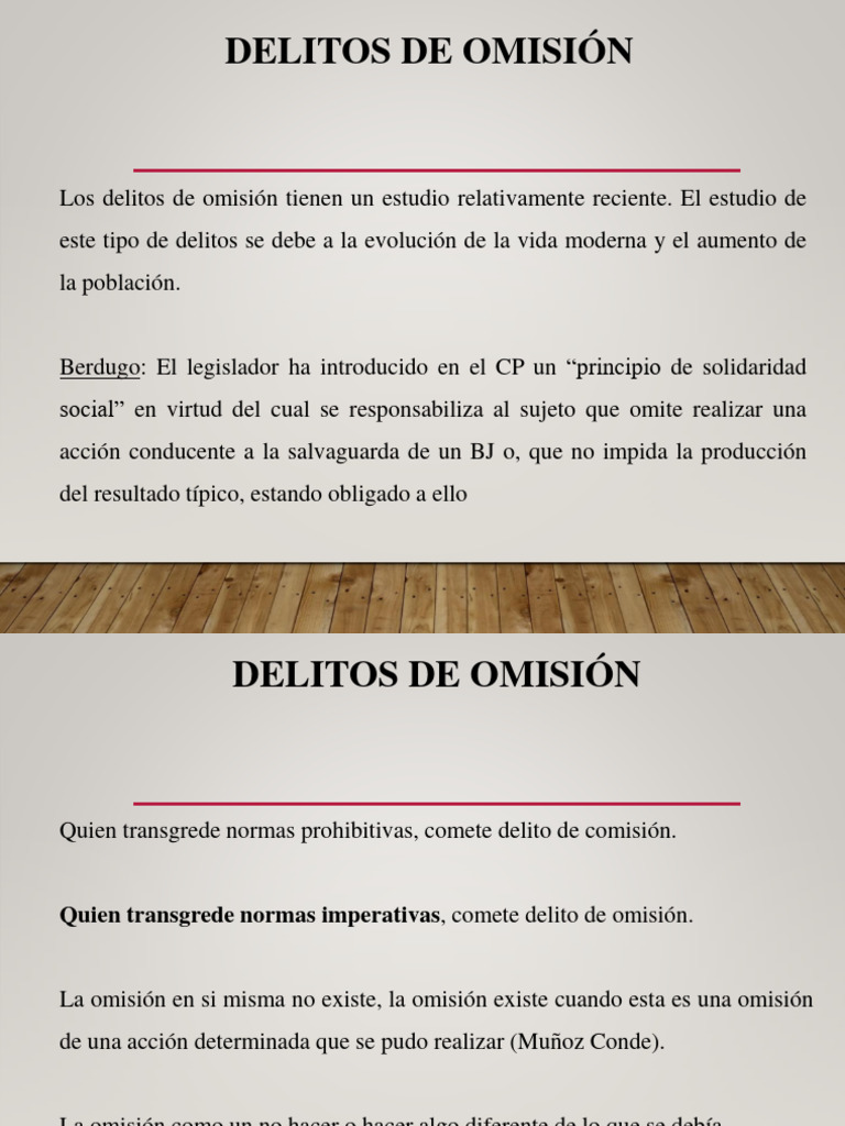 Tipos y Requisitos de Delitos de Omisión | PDF | Intención (Derecho ...
