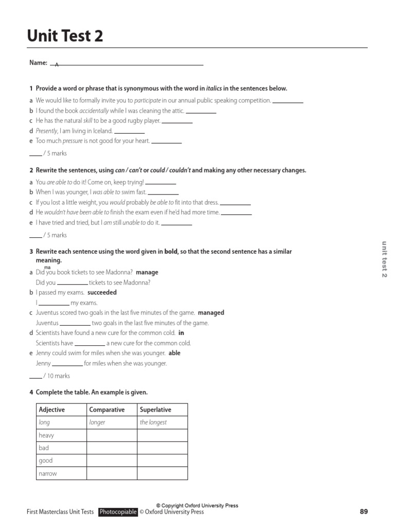 UNIT TEST 2 | PDF | Linguistics