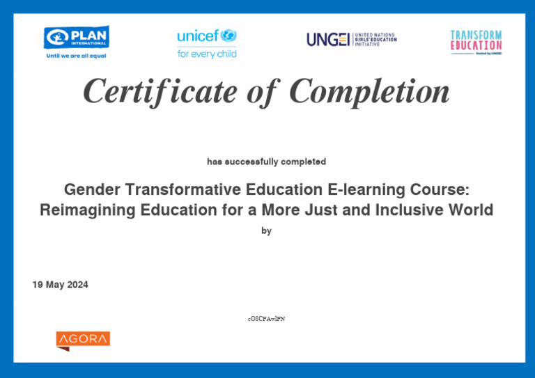 Gender Transformative Education - Certificate of Completion | PDF