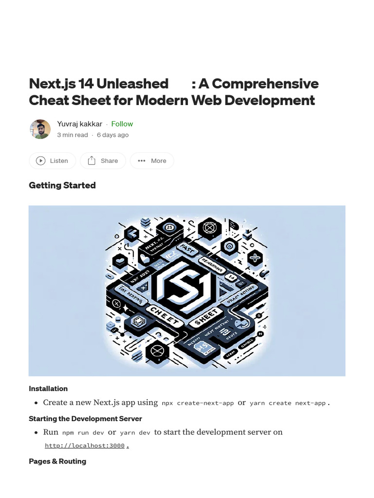 Next - Js 14 Unleashed - A Comprehensive Cheat Sheet For Modern Web Development - by Yuvraj ...