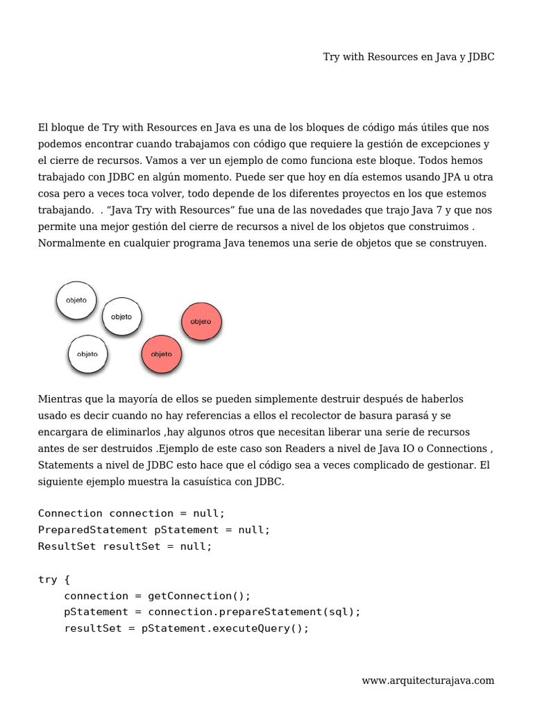 Try With Resources en Java y JDBC | PDF | Java (lenguaje de programación) | Programación ...