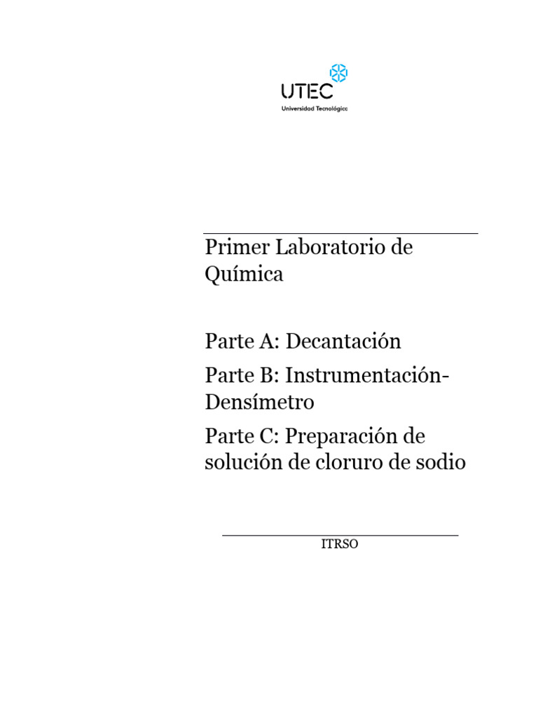 Práctica de Laboratorio 1 | PDF | Química