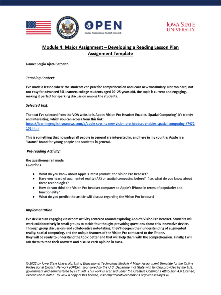 Module 4 New Major Assignment Template | PDF | Reading Comprehension | Apple Inc.