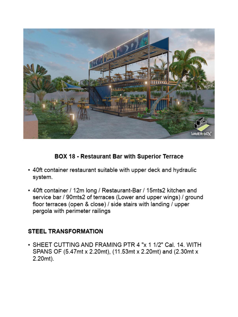 Container Restaurant Bar Design | PDF | Pipe (Fluid Conveyance) | Sheet ...