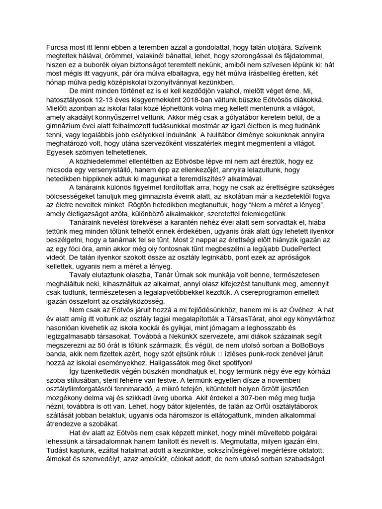 Ballagási Beszéd | PDF