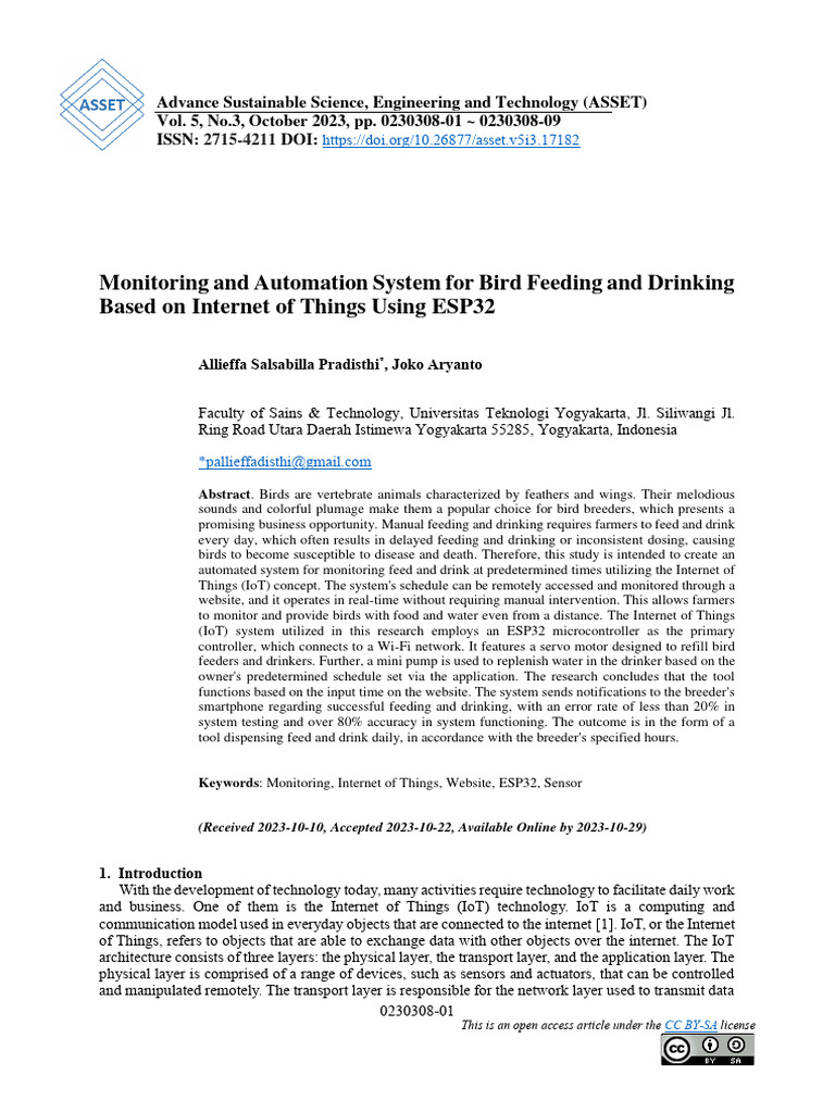 Monitoring and Automation System For Bird Feeding and Drinking | PDF ...