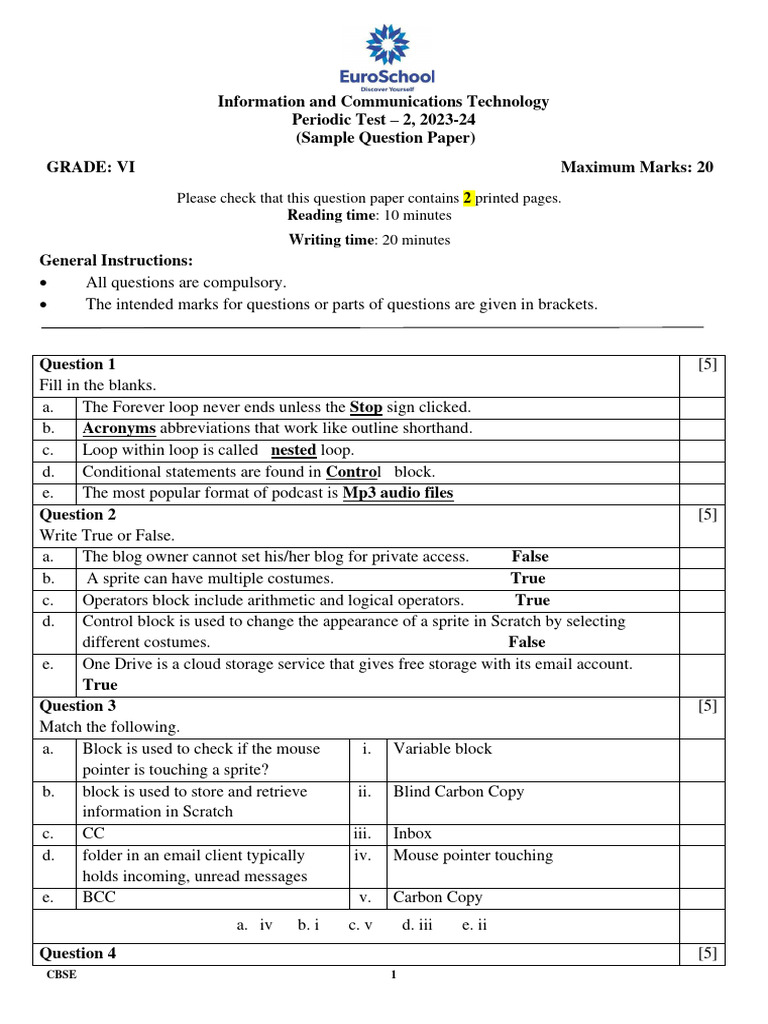 Grade 6 ICT Sample Test | PDF | Computer Science | Software