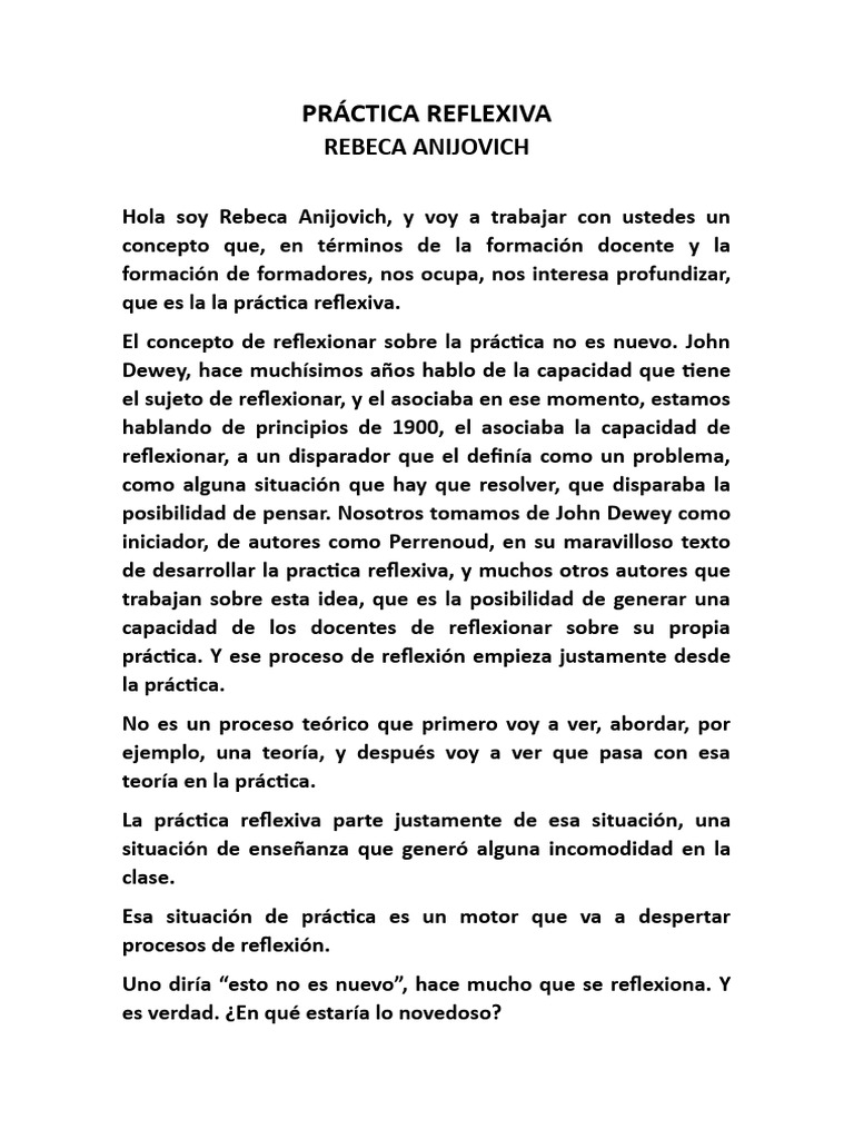 Rebeca Anijovich Práctica Reflexiva Descargar Gratis Pdf Enseñando
