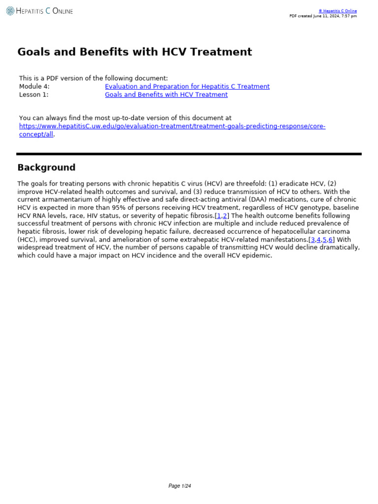 Goals Benefits HCV Treatment | PDF | Hepatitis C | Hepatitis