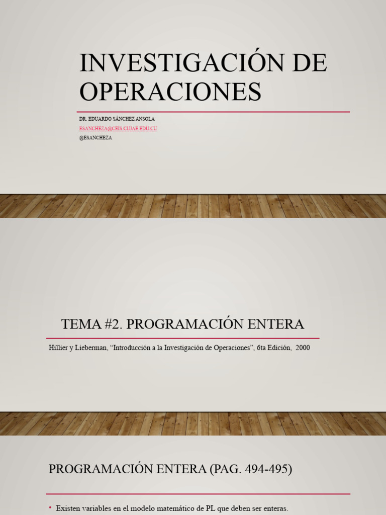 Conferencia #3. Programación Entera. Modelos | PDF | Servidor (Computación) | Variable (informática)