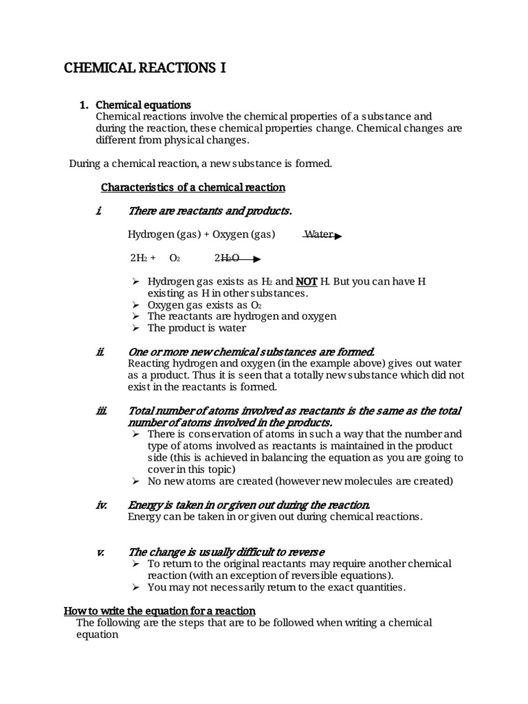 Chemical Reactions 1 Pdf Phases Of Matter Molecular Physics