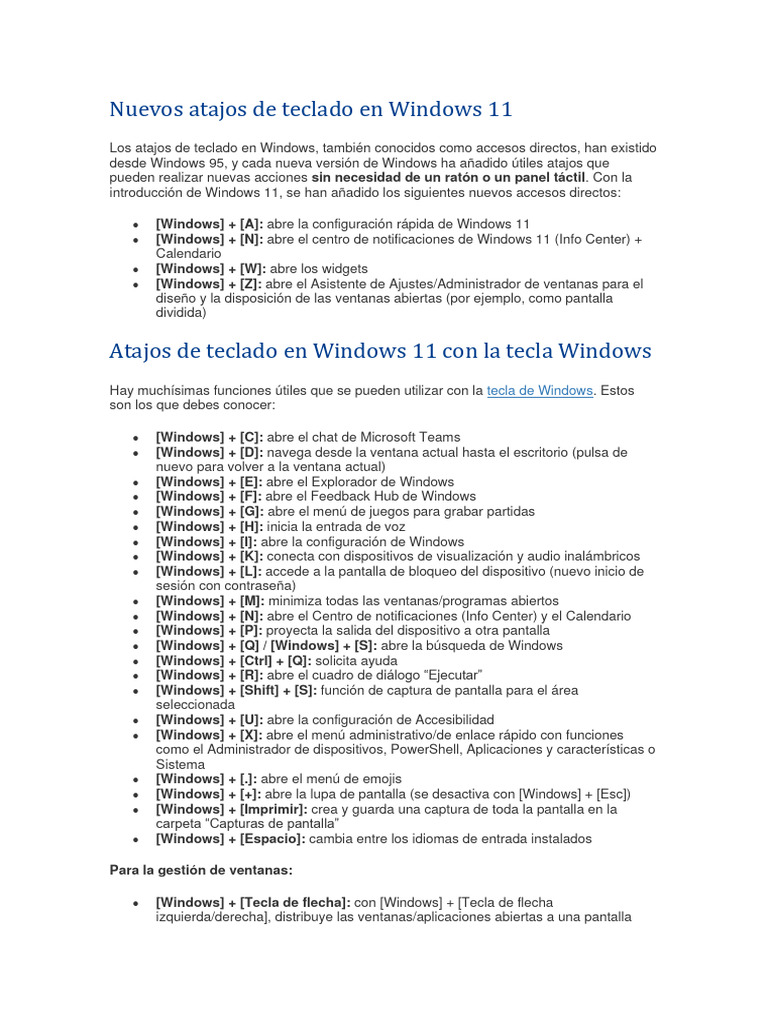 Atajos de Windows 11 | Descargar gratis PDF | Microsoft Windows ...