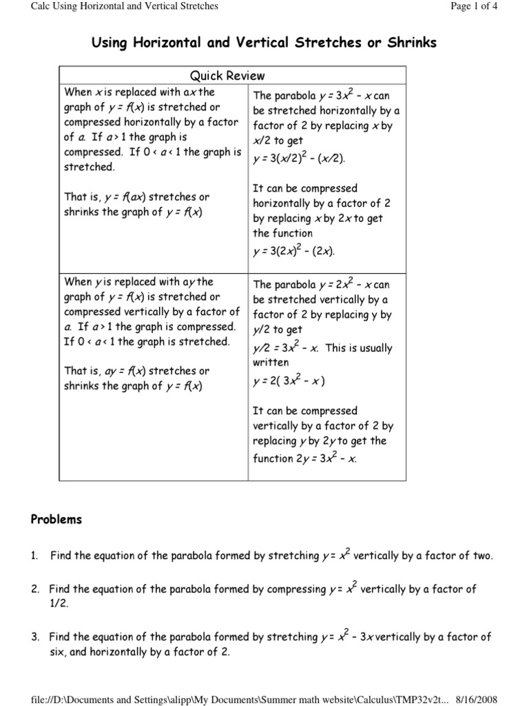 5 Horizontal Vertical Stretches and Shrinks Questions | PDF | Graph Theory | Mathematical Relations