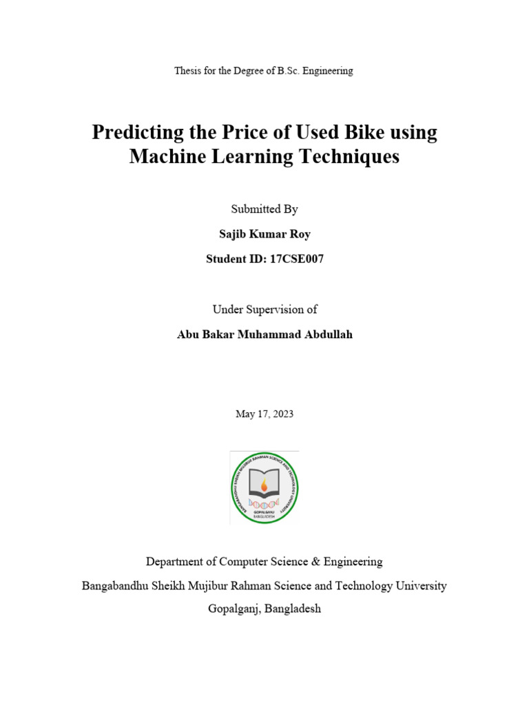 Thesis Machine Learning | PDF | Machine Learning | Mean Squared Error