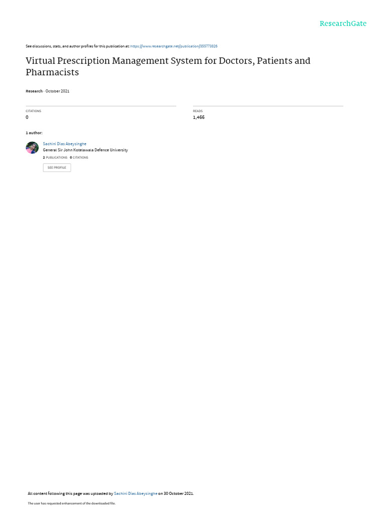 Virtual Prescription Management System | PDF | Medical Prescription ...