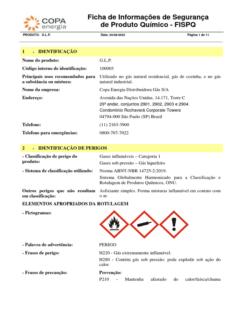 Ficha de Informações de Segurança de Produto Químico-FISPQ | Download ...