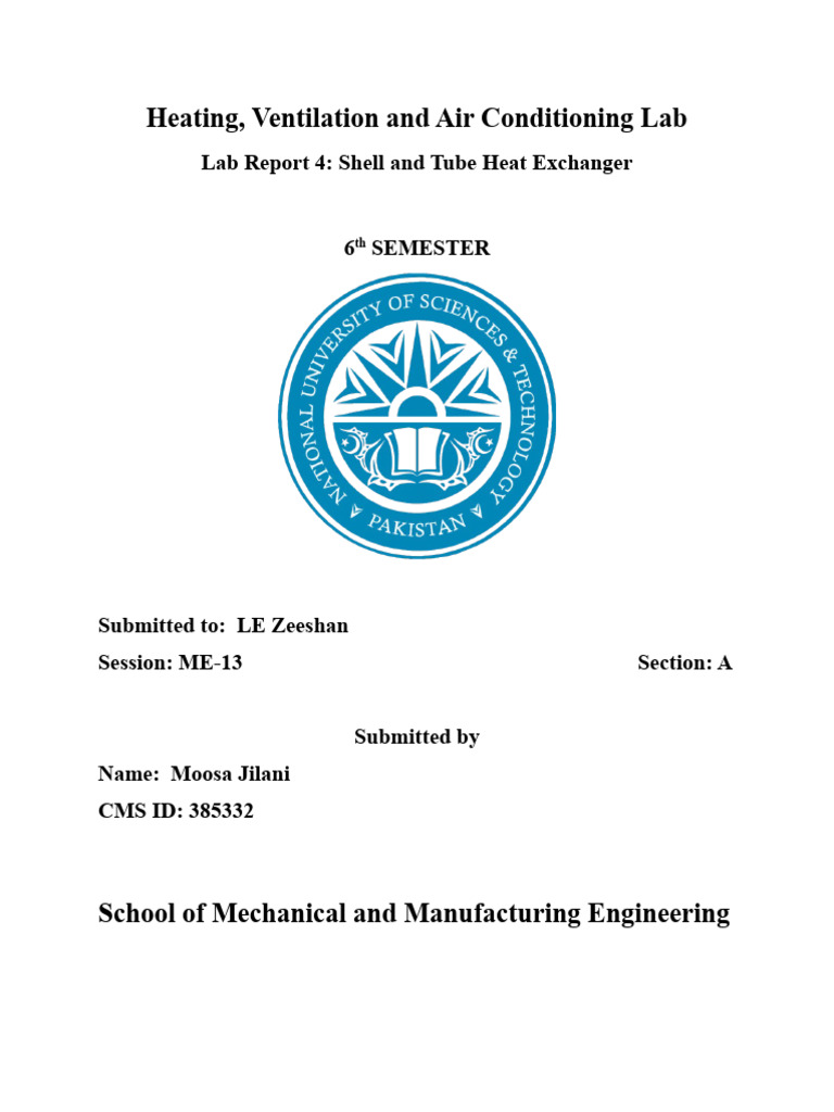 Lab 4 - Shell and Tube Heat Exchangers | PDF | Heat Exchanger | Heat