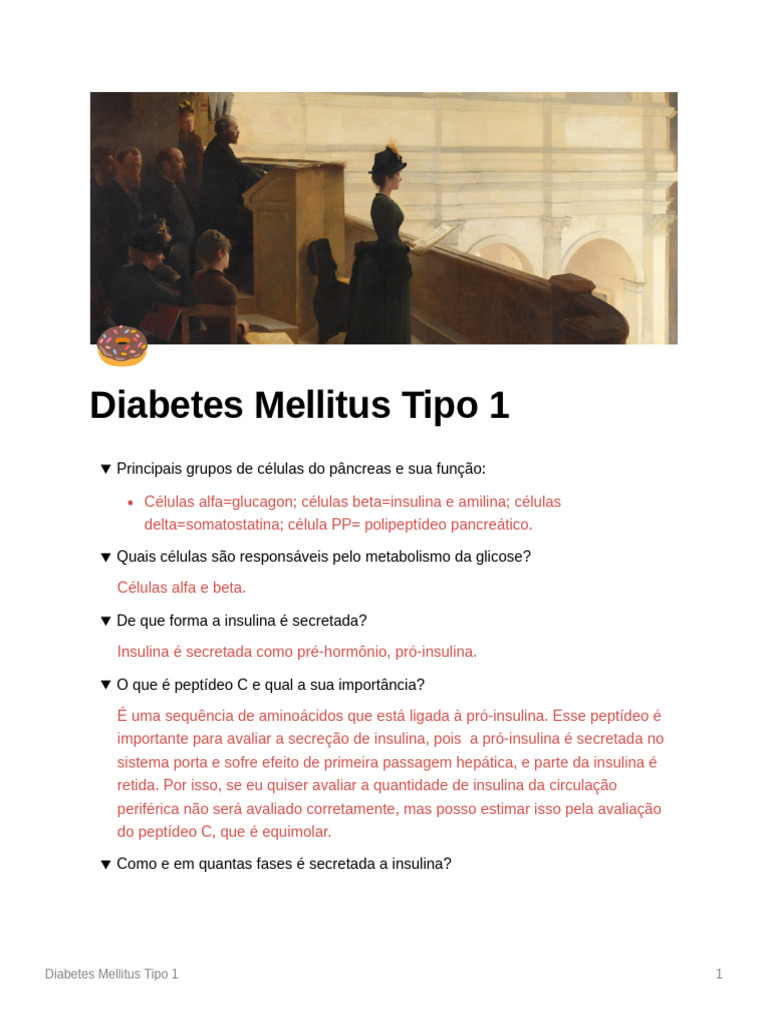 Diabetes Mellitus Tipo 1 | PDF | Diabetes | Insulina