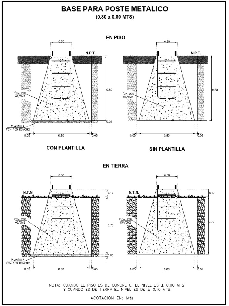 Base Para Poste Metalico de 80x80 | PDF