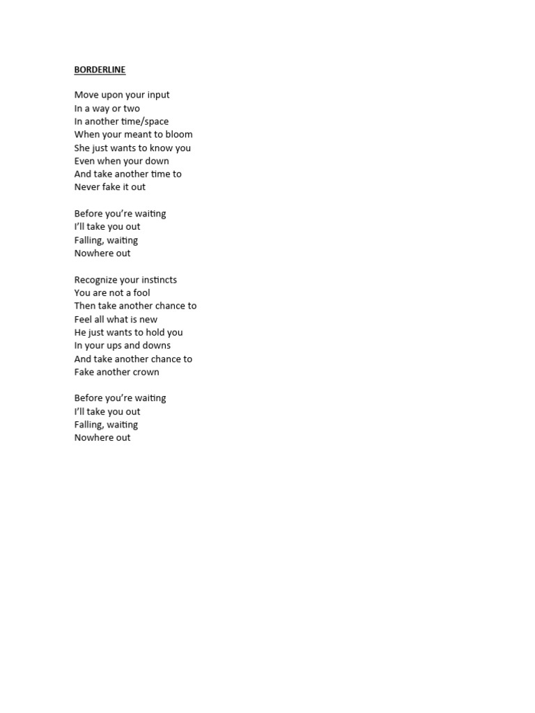 Borderline Lyrics | PDF