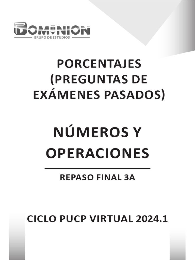 Números y Operaciones - Repaso Final 3A - Repaso de Porcentajes - Clase ...