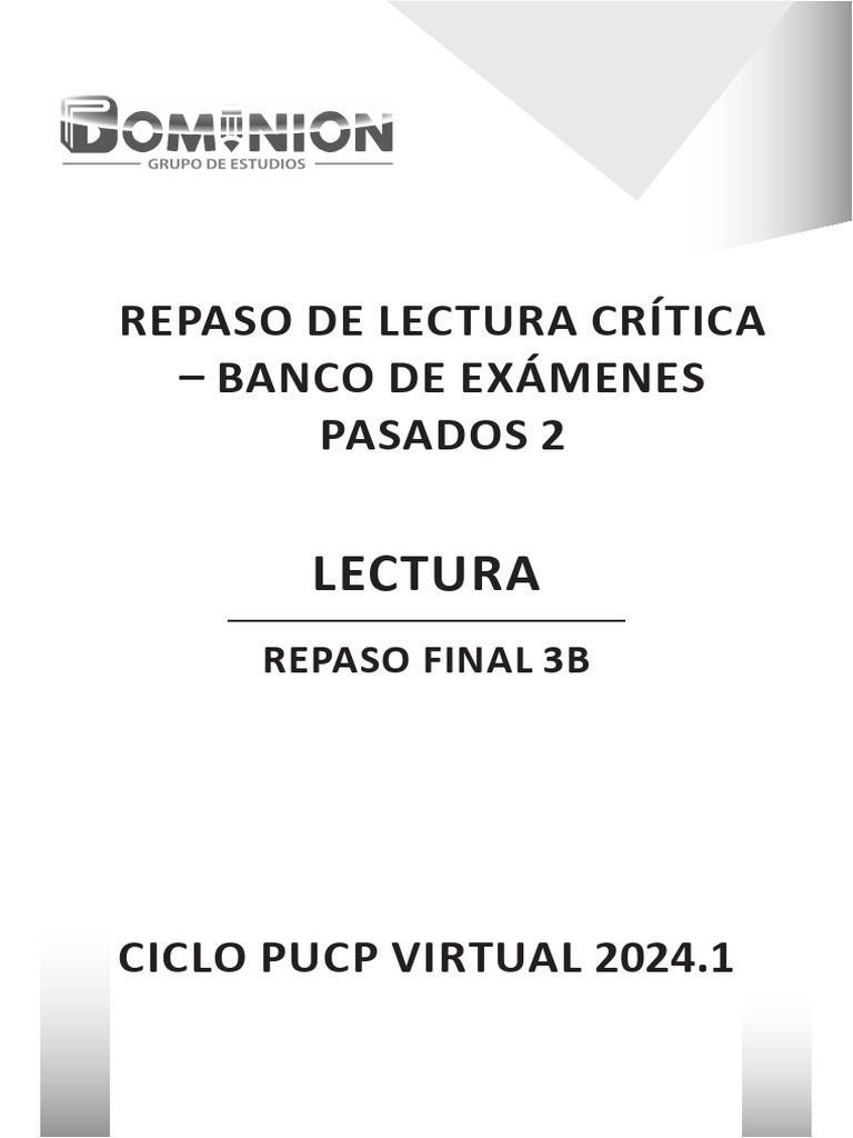 Lectura - Repaso Final 3B - Reforzamiento y Debilitamiento + Banco de Exámenes Pasados - Clase ...