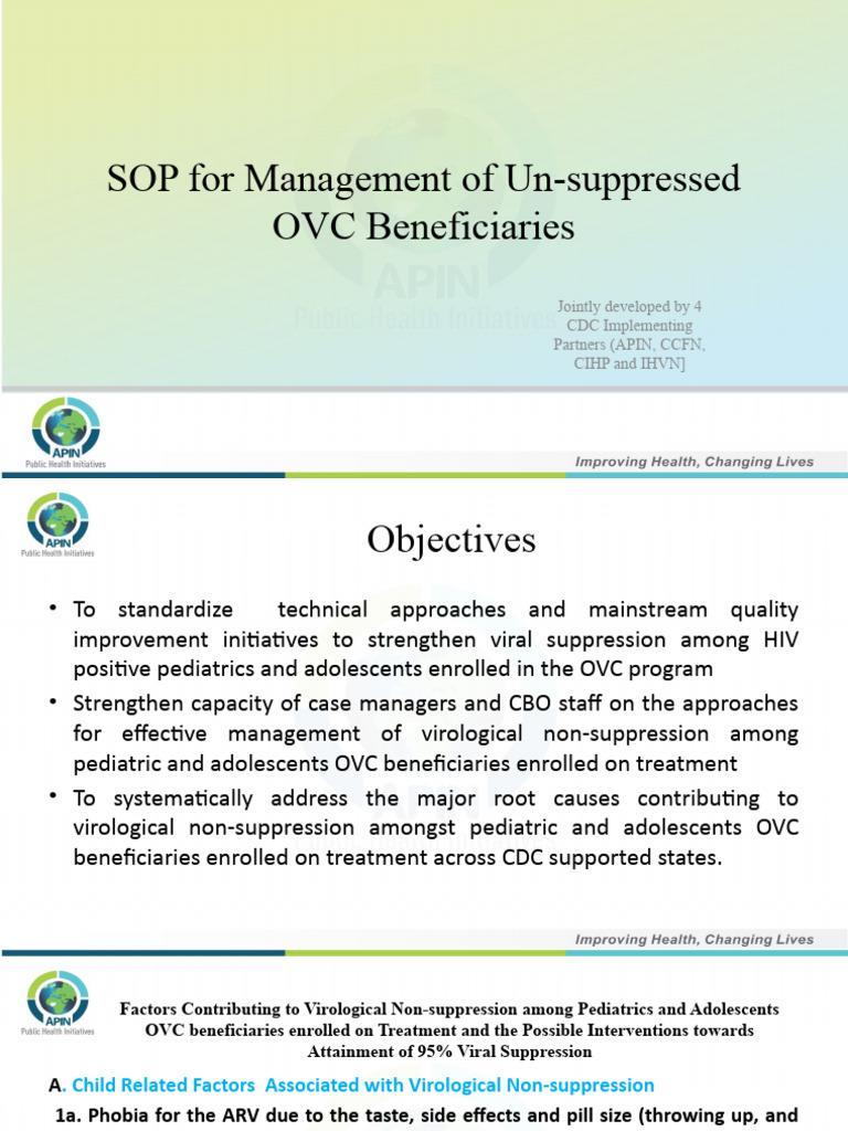SOP For Management of Un-Suppressed OVC Beneficaries | PDF | Management ...