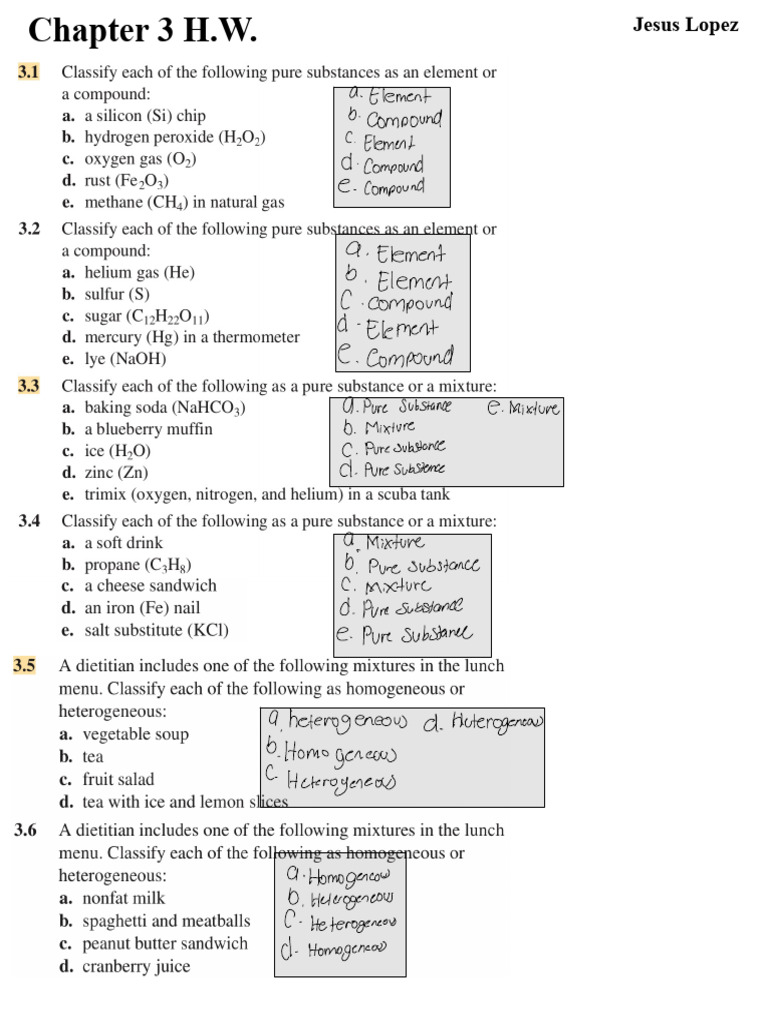 Chem HW CH3 Jesus L | Download Free PDF | Mixture | Chemical Substances