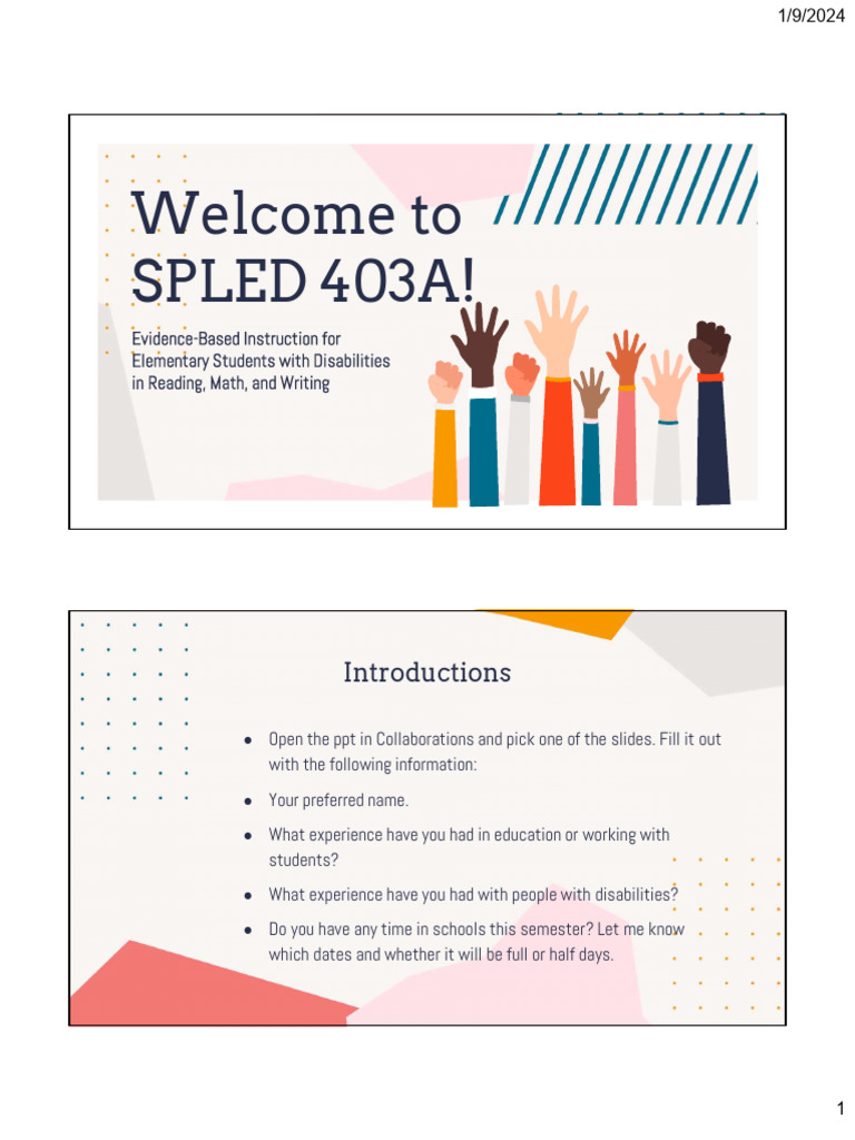 "SPLED 403A: Evidence-Based Instruction" | PDF | Learning | Knowledge