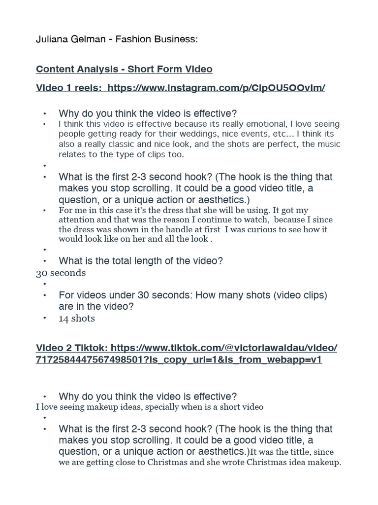 Content Analysis - Short Video | PDF
