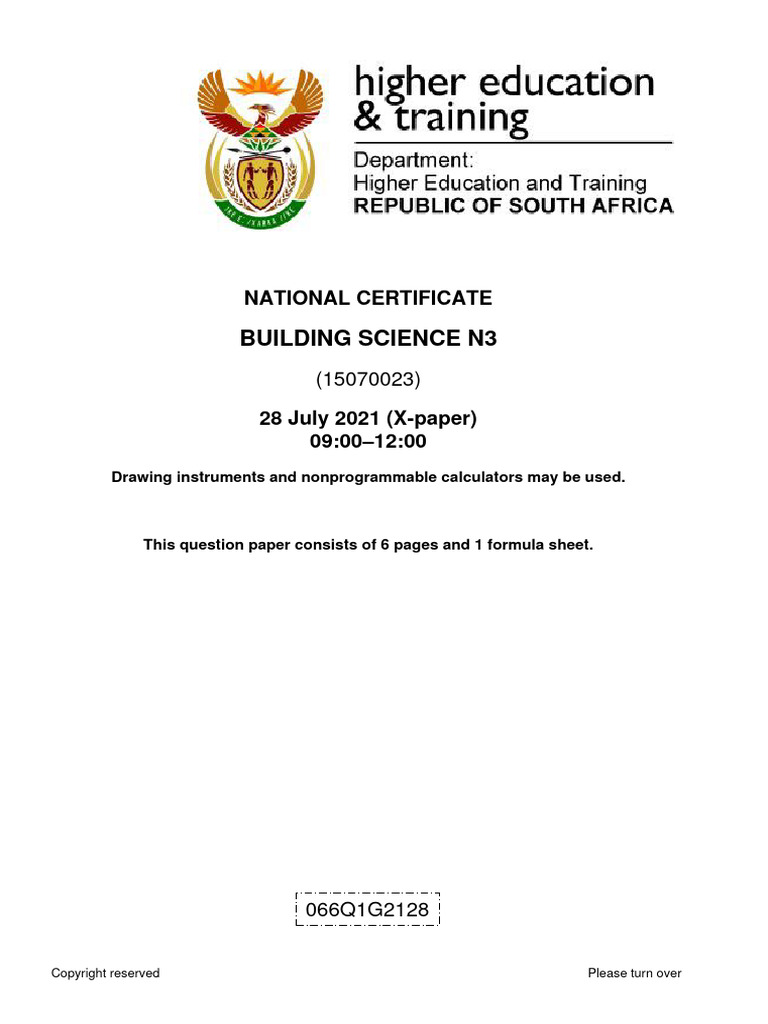 N3 Building Science August 2021 | PDF | Mechanics | Mechanical Engineering