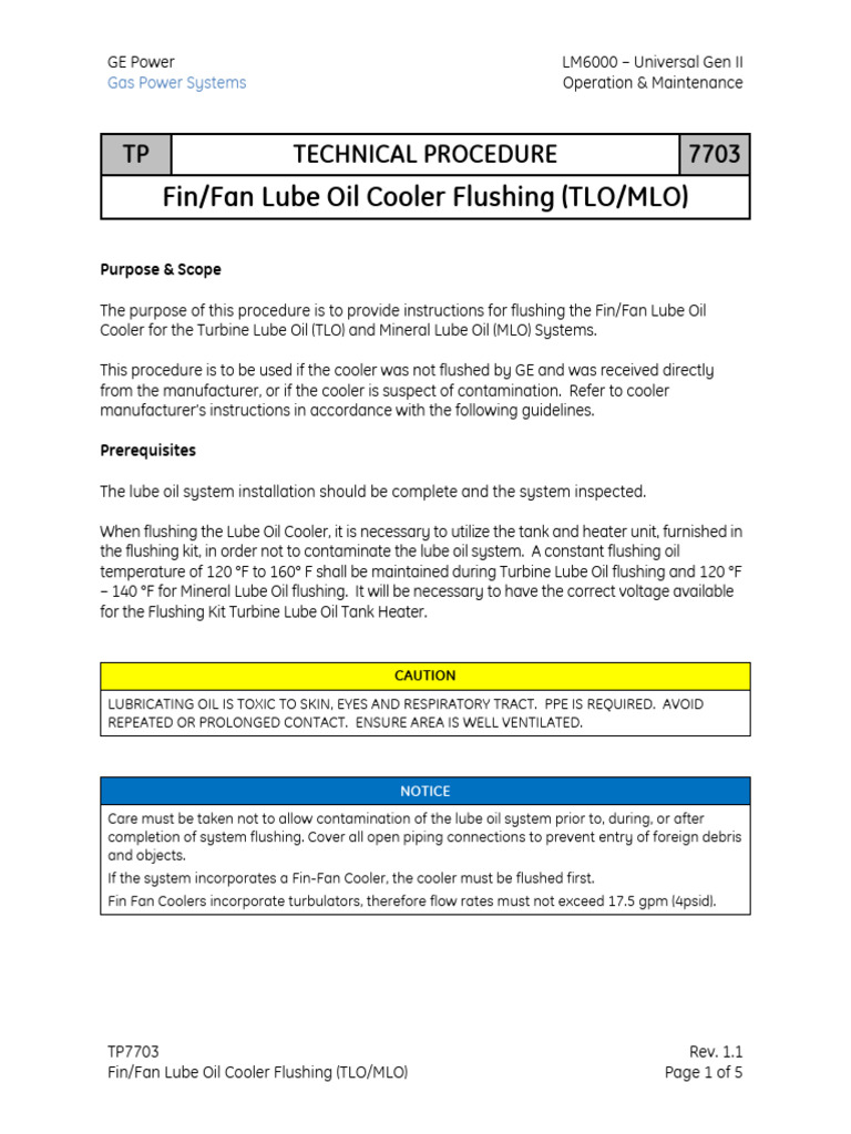 Tp7703 Fin Fan Lube Oil Cooler Flushing TLO & MLO | PDF | Pump | Lubricant