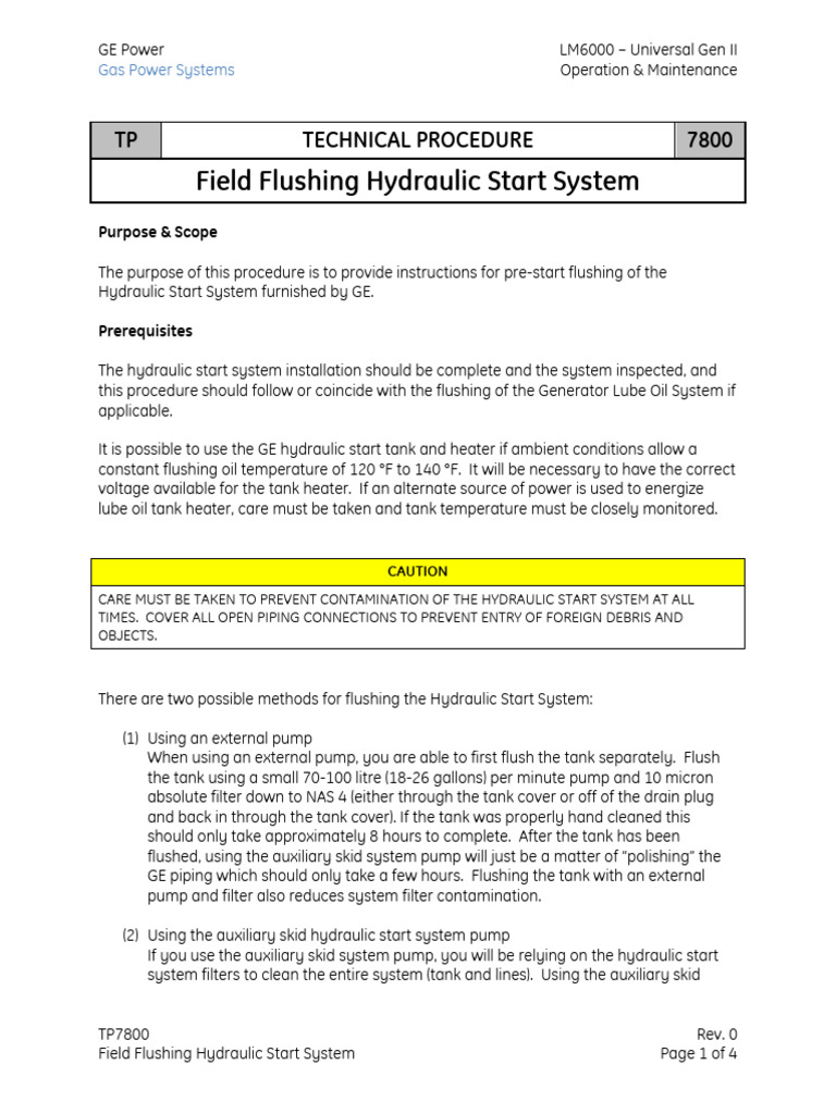 Tp7800 Field Flushing Hydraulic Start System | PDF | Pump | Valve