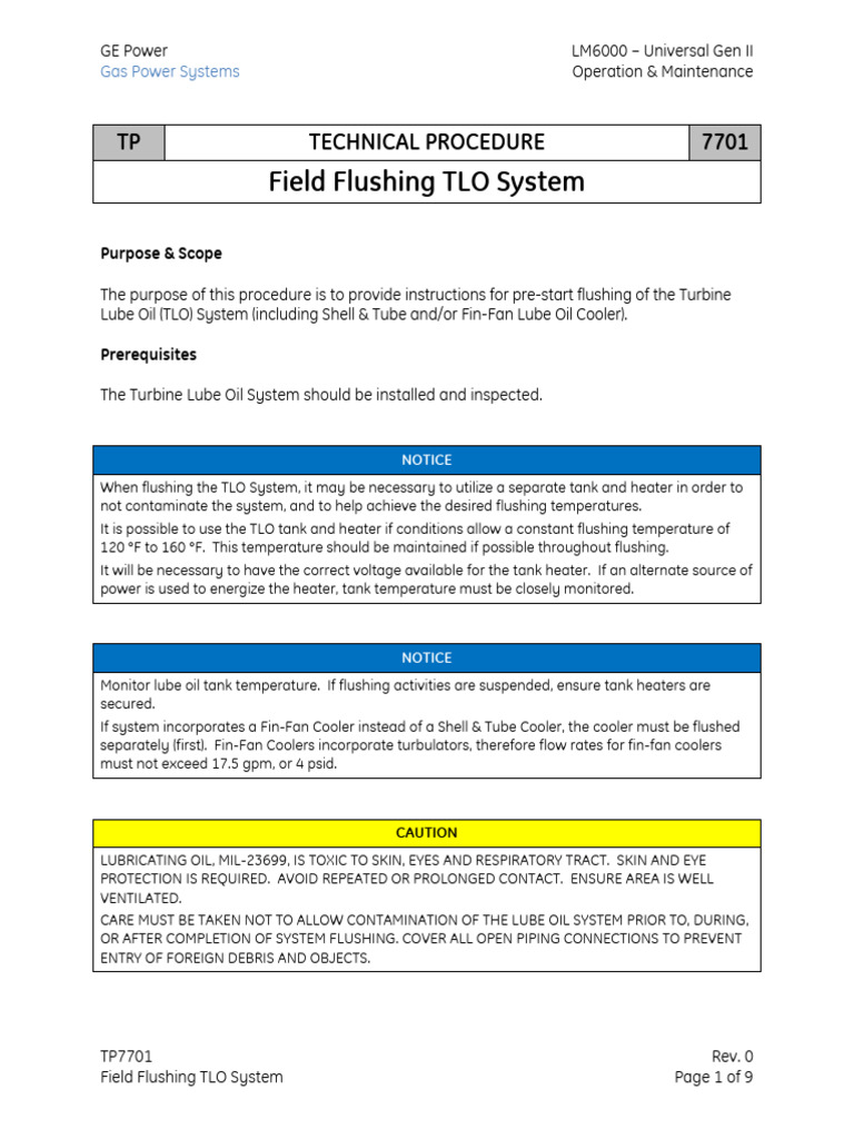 Tp7701 Field Flushing TLO System | PDF | Pump | Valve