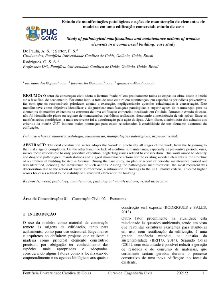 TCC 2 Adriano e Fabiana Final | PDF | Madeira | Patologia