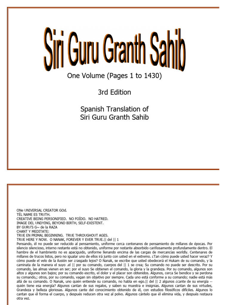 SGGS Ji Spanish Translation | PDF | Guru Nanak | Amor