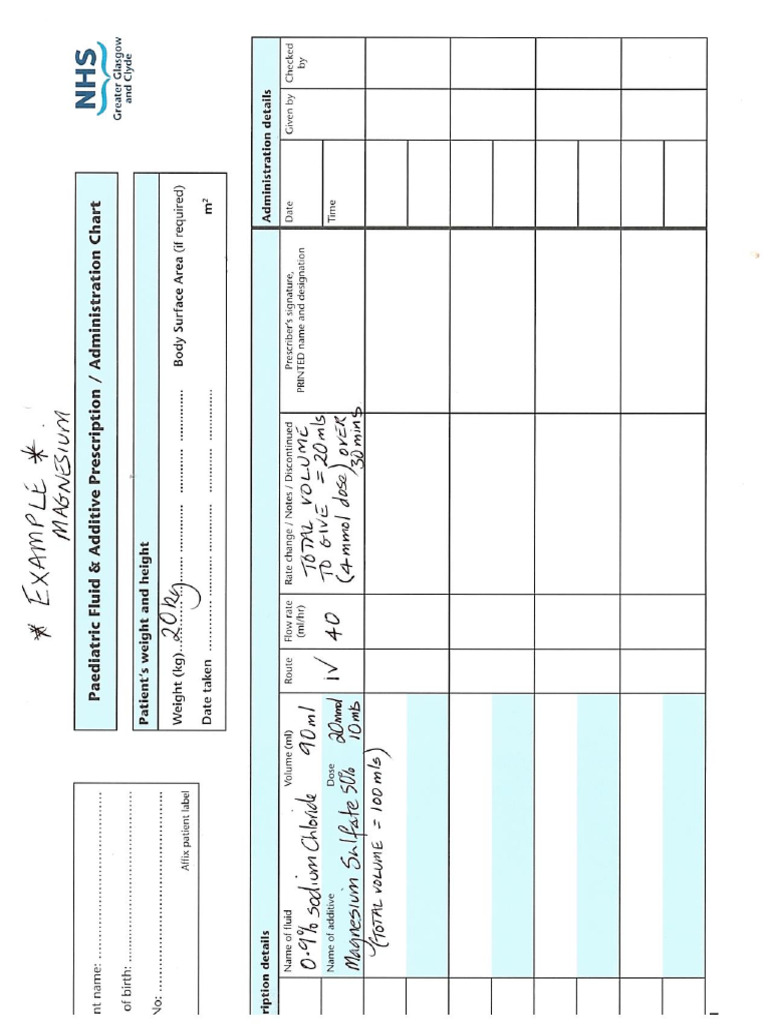 Magnesium Prescribing Example | PDF